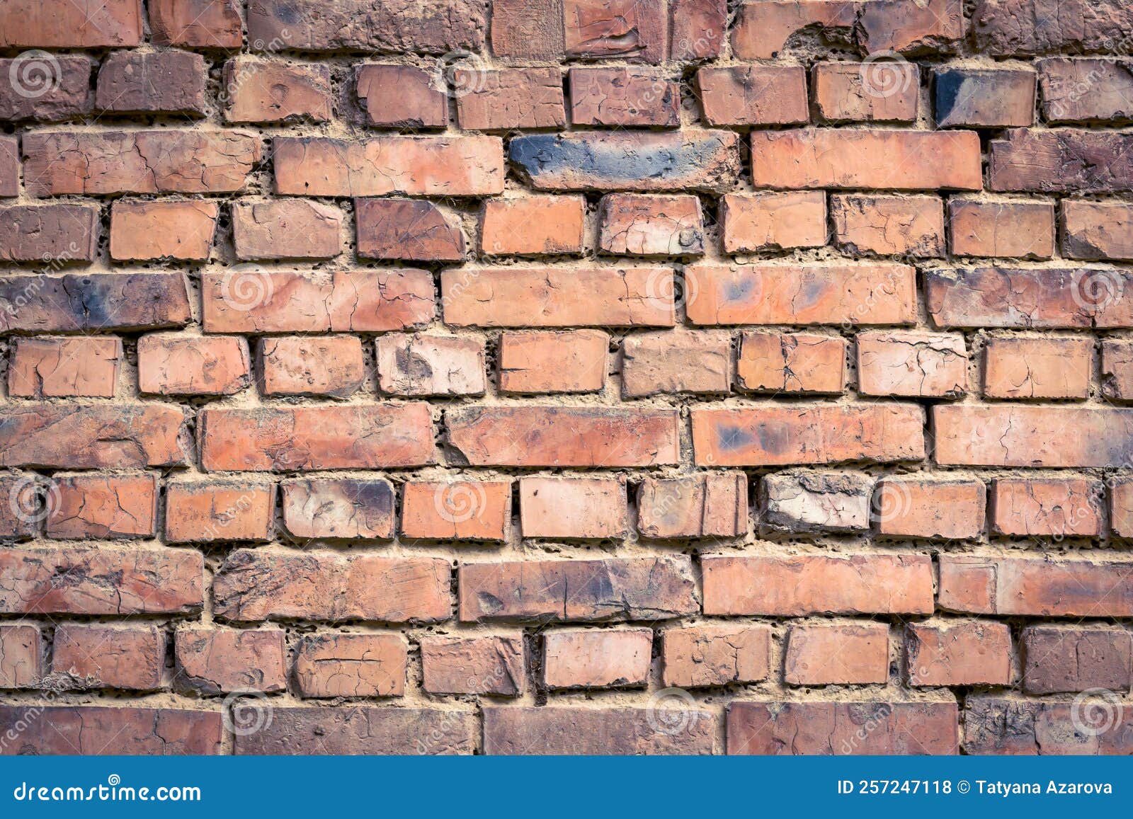 Red Old Worn Brick Wall Background. Vintage Effect. Abstract Pattern of ...