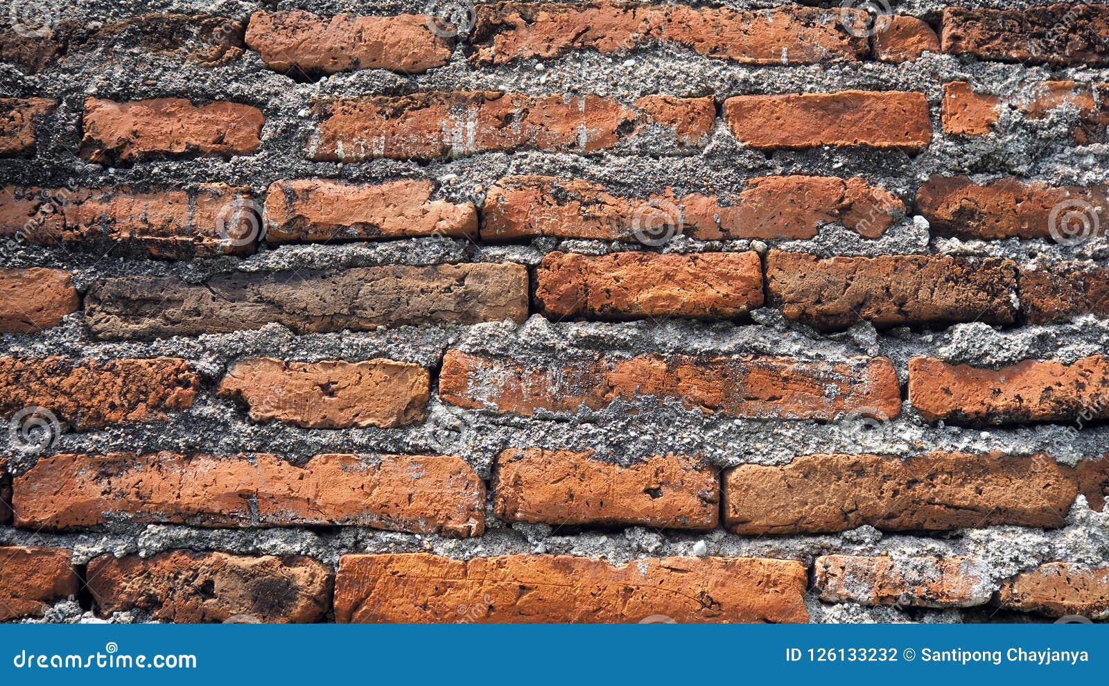 Red Old Worn Brick Wall Texture Background. Vintage Effect. Stock Photo ...