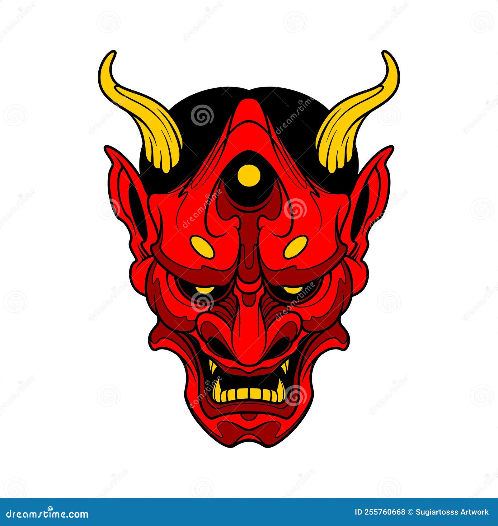 Red oni mask stock vector. Illustration of logo, halloween - 255760668