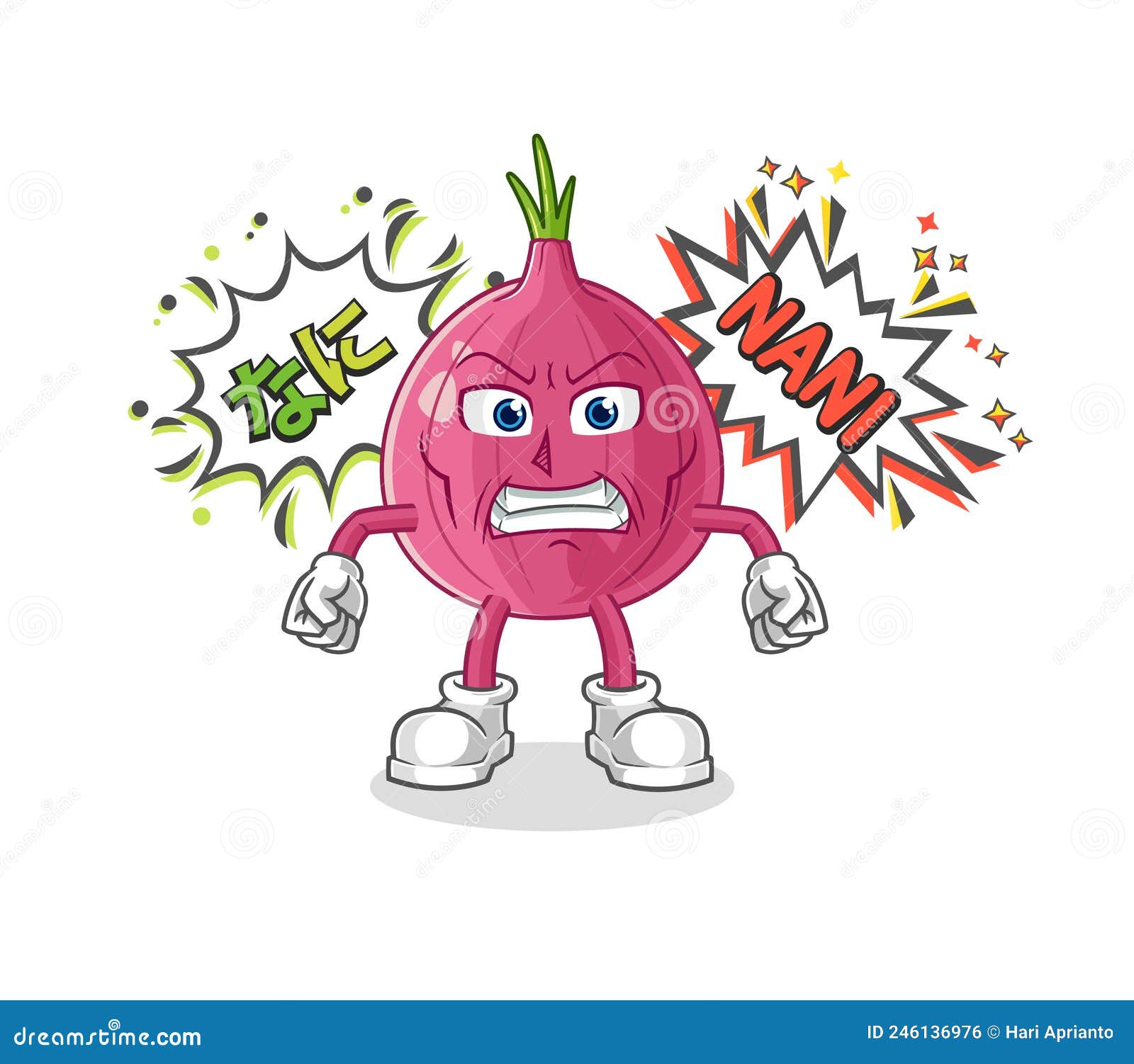 Red Onion Anime Angry Vector. Cartoon Character Stock Vector ...