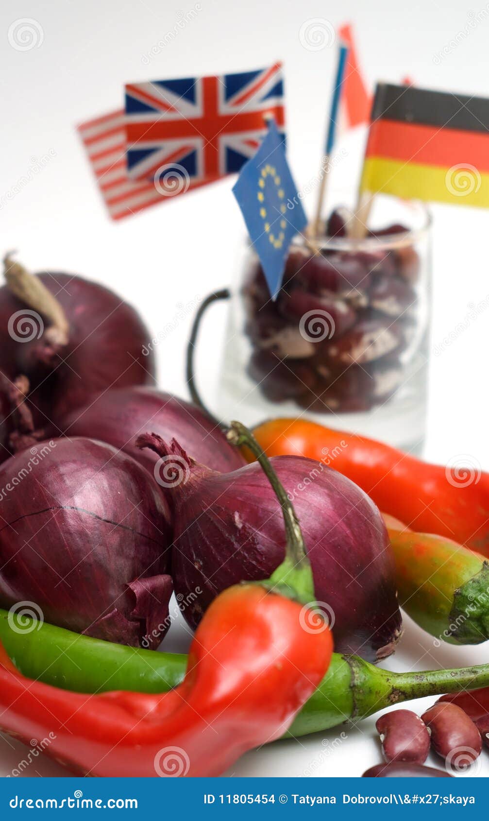 Red Onion, Chilli Pepper And Haricot Beans, Flags, Royalty-Free Stock ...