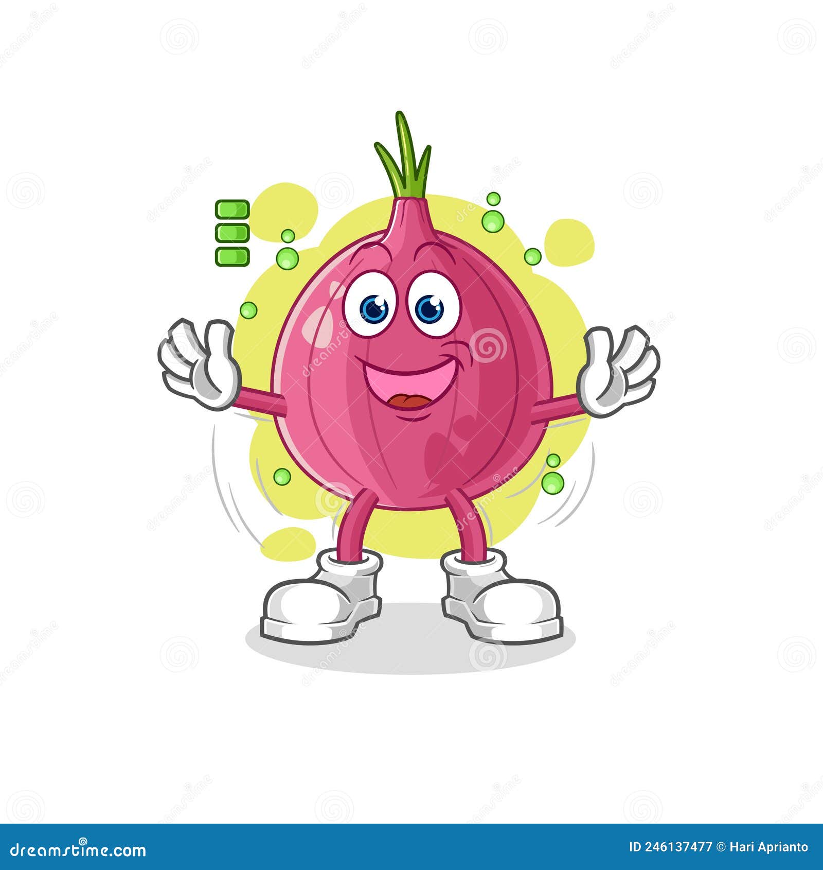 Red Onion Full Battery Character. Cartoon Mascot Vector Stock Vector ...