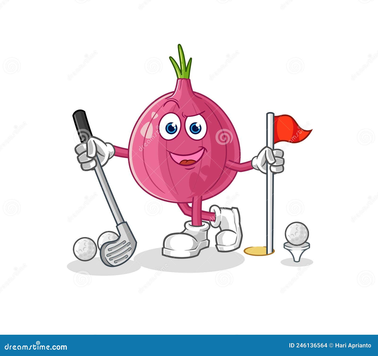 Red Onion Playing Golf Vector. Cartoon Character Stock Vector ...