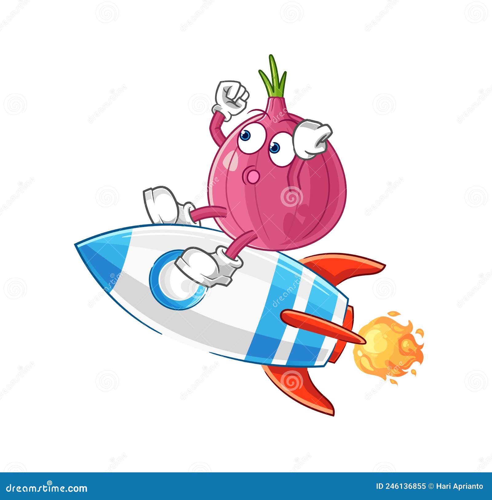 Red Onion Ride a Rocket Cartoon Mascot Vector Stock Vector ...