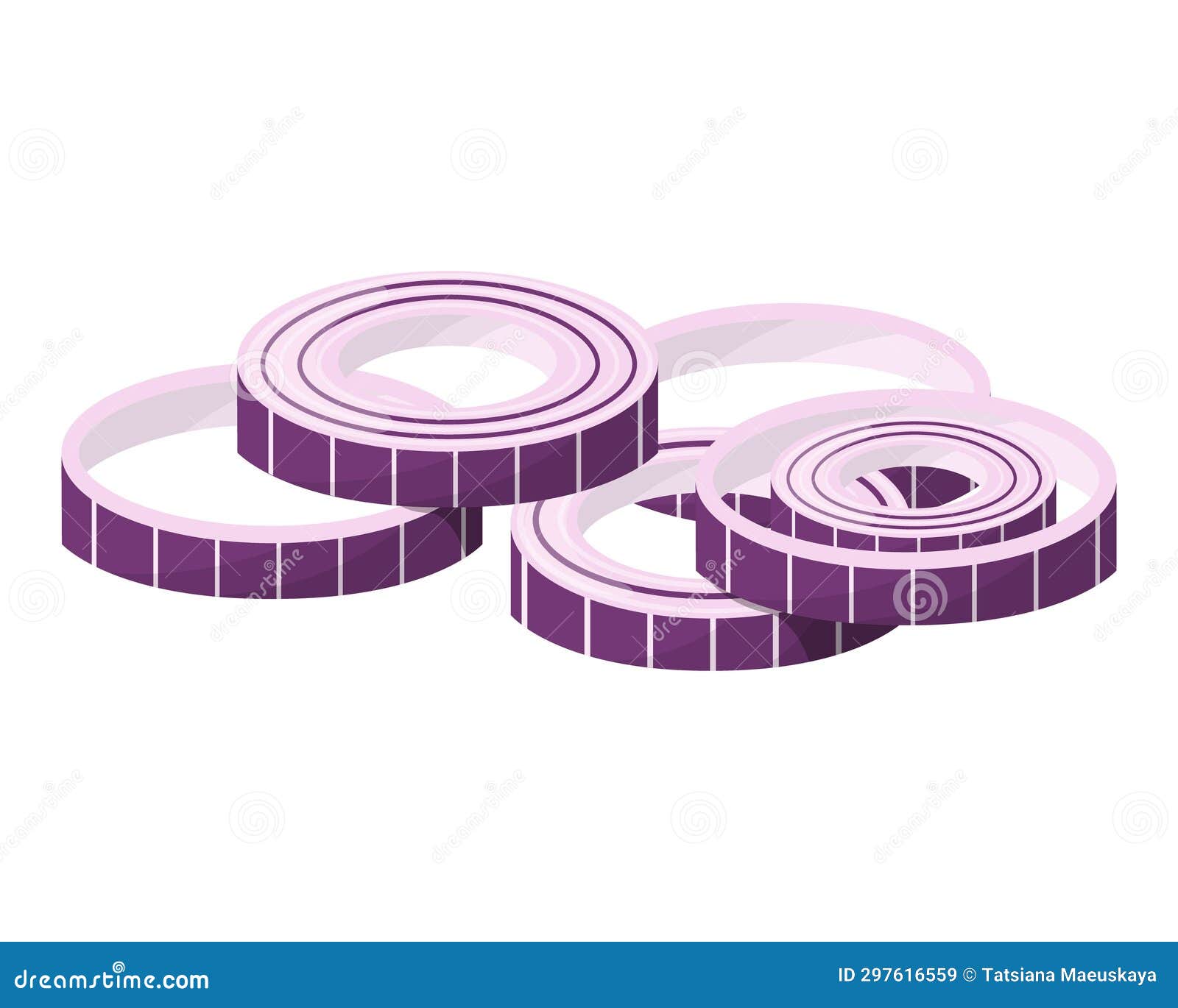 Red Onion Rings. Isolated Vector Illustration on a White Background ...