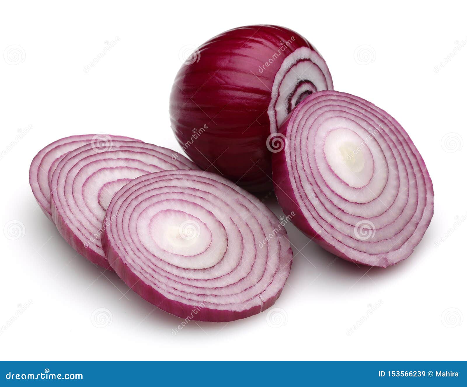 Red Onion with Slices Isolated on White Stock Image - Image of healthy ...