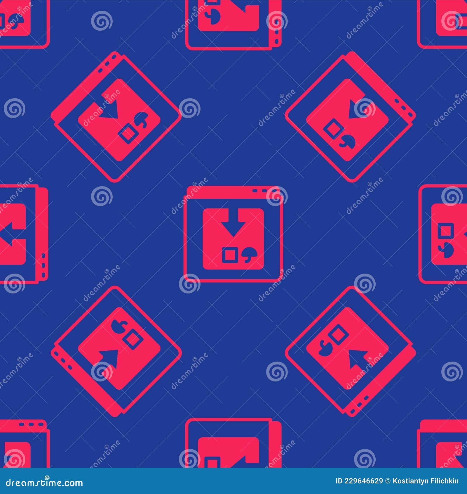 Red Online App Delivery Tracking Icon Isolated Seamless Pattern on Blue ...