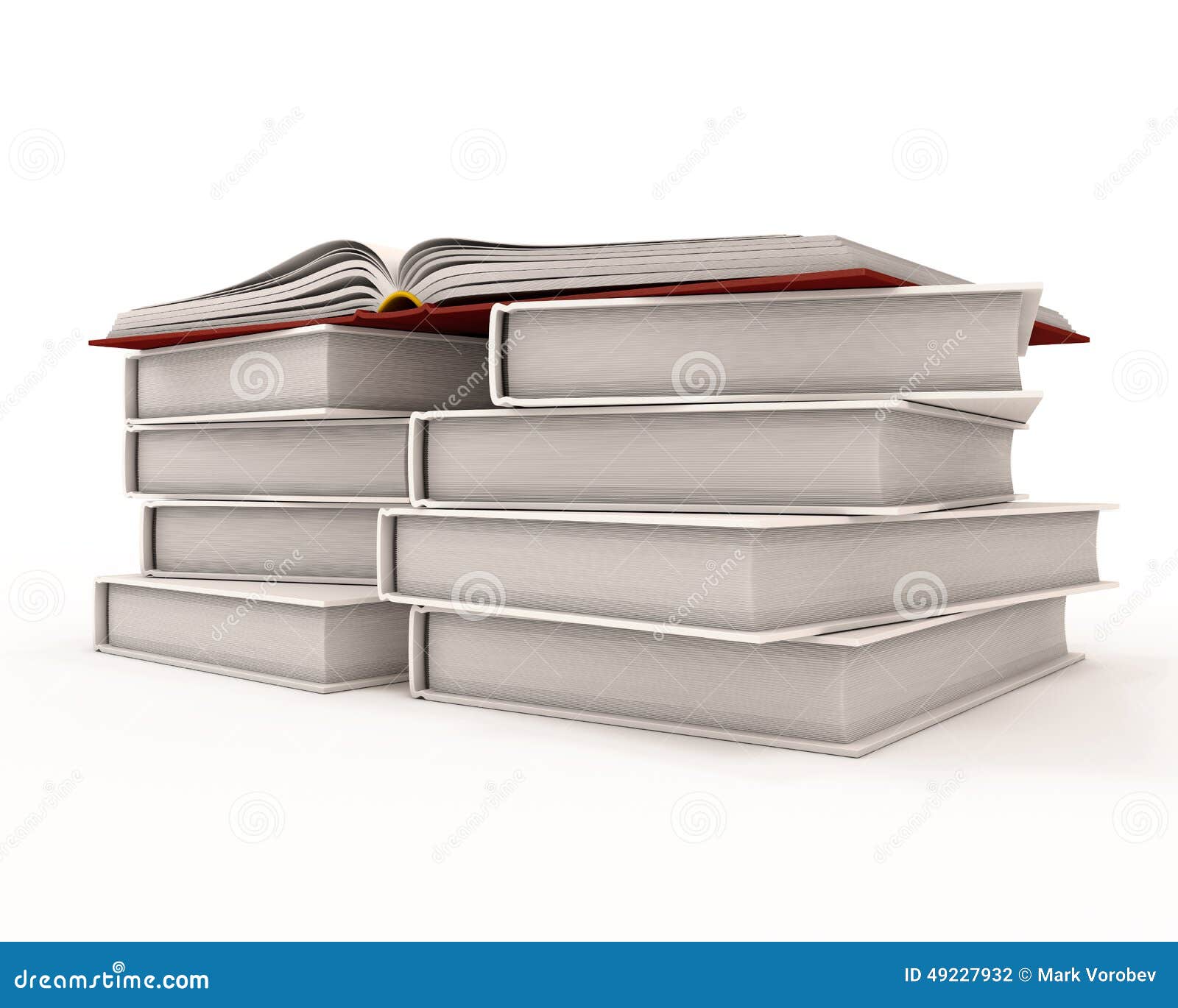 Red Open Book on Stack of Books Stock Illustration - Illustration of ...