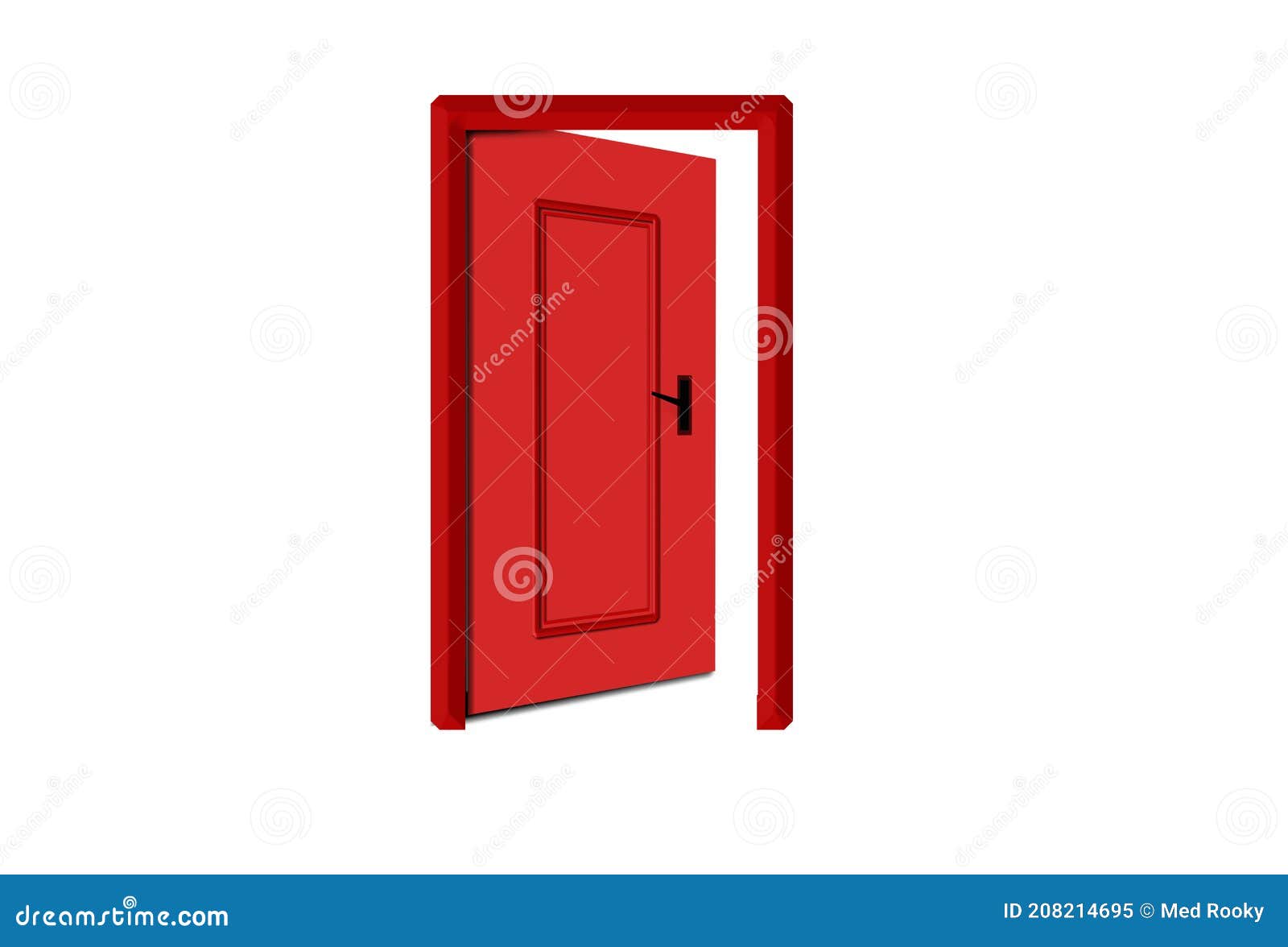 Red Open Door Isolated on White. Background Stock Illustration ...