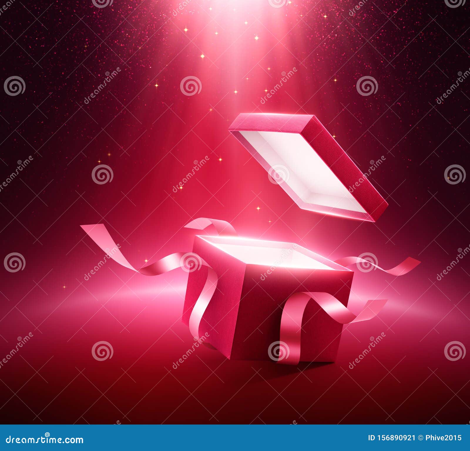 Red Open Gift Box with Ribbon Stock Illustration - Illustration of ...
