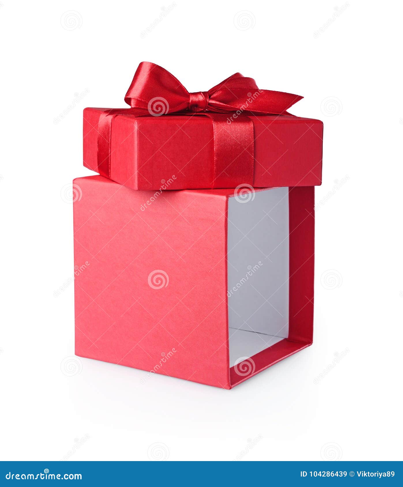 Red Open Gift Box with Satin Bow Stock Image - Image of package, gift ...