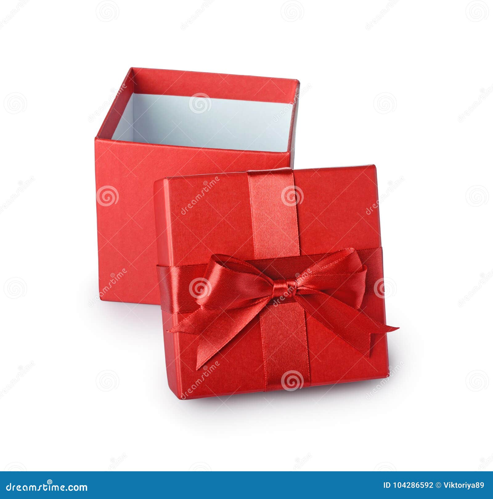 Red Open Gift Box with Satin Bow Stock Photo - Image of decorate ...