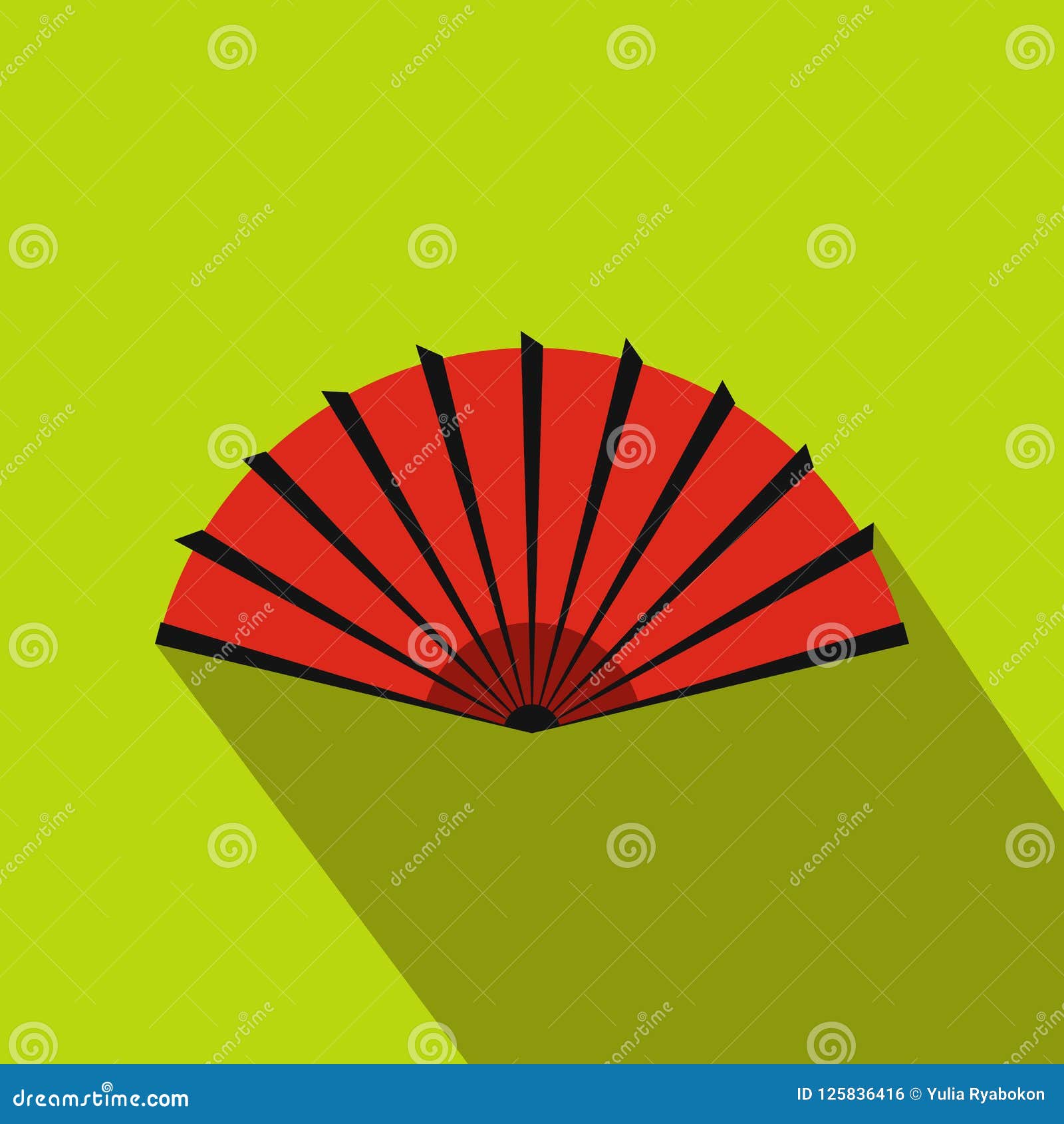 Red Open Hand Fan Icon, Flat Style Stock Illustration - Illustration of ...