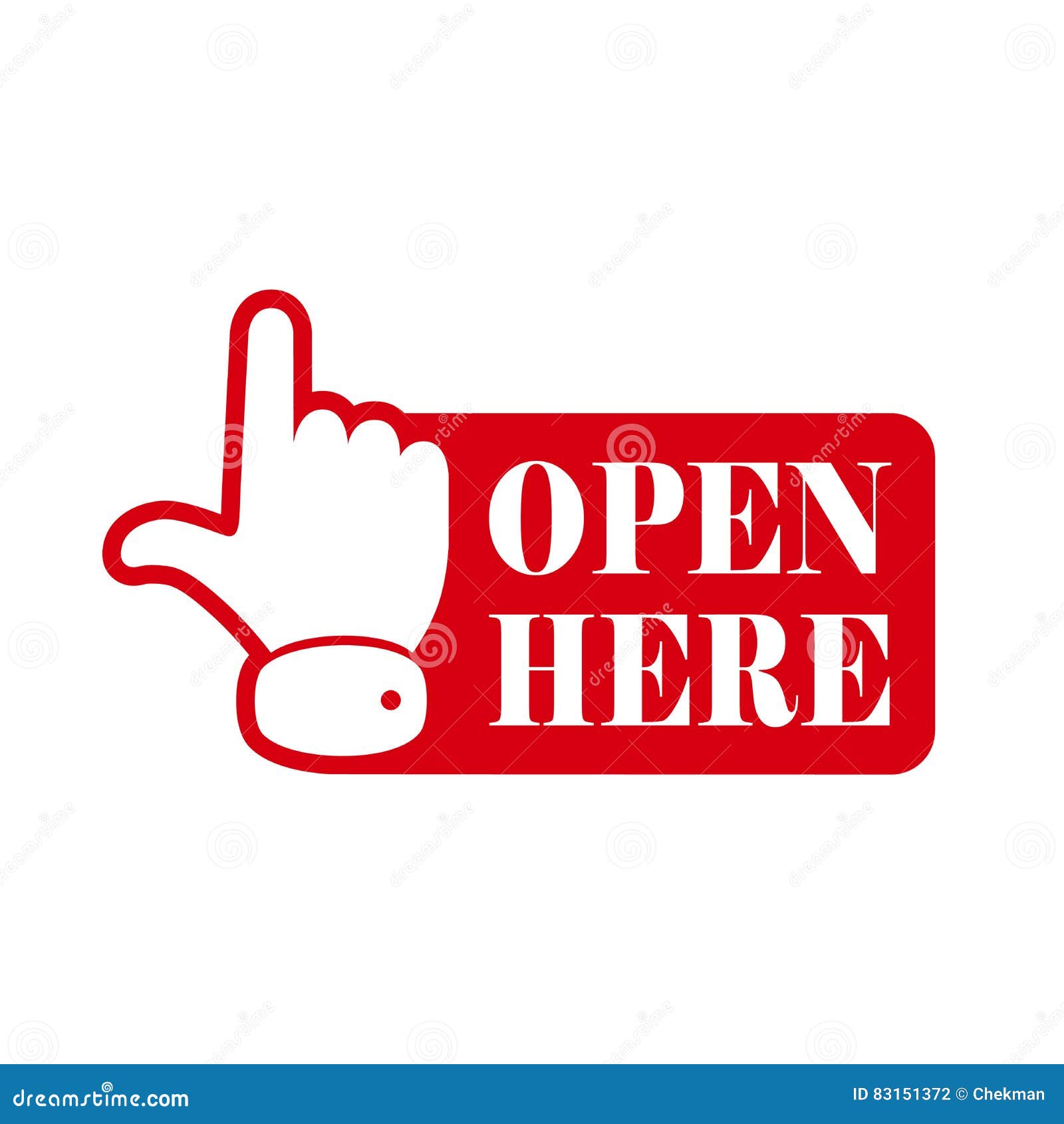 Red Open Here Icon. Vector Illustration Stock Illustration ...