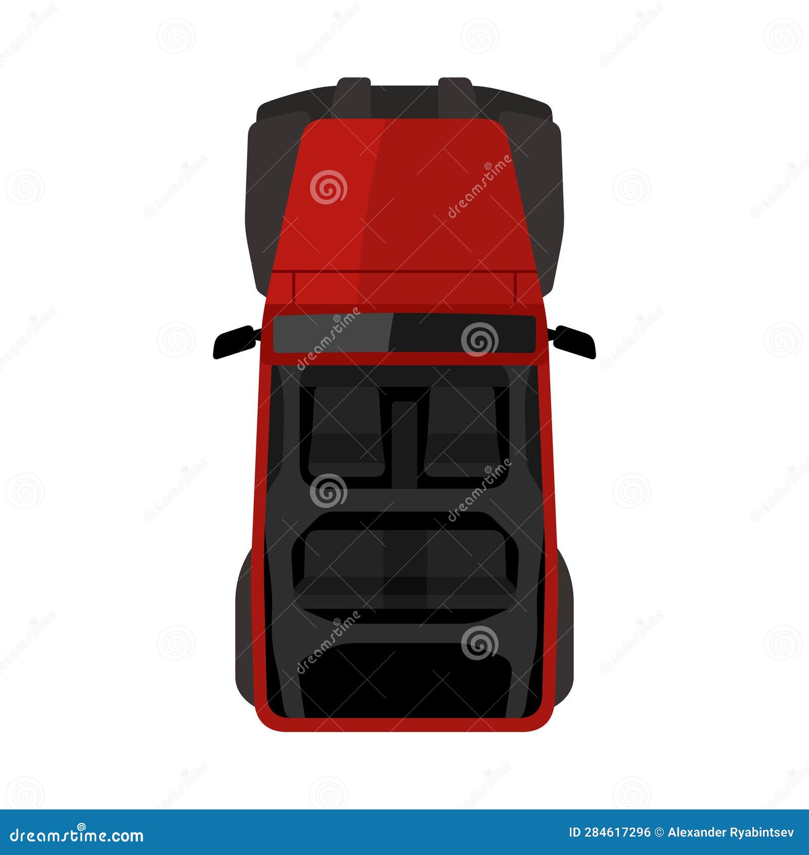 Red Open Jeep Top View Vector Illustration Off Road Car Illustration Stock Vector