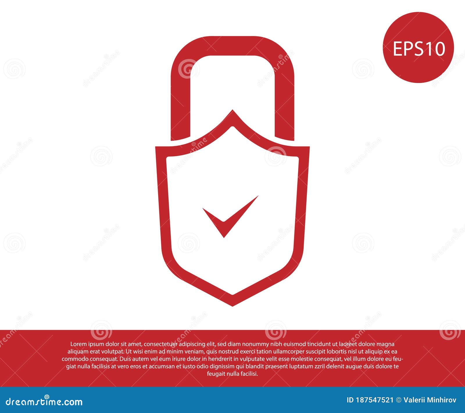 Red Open Padlock and Check Mark Icon Isolated on White Background ...