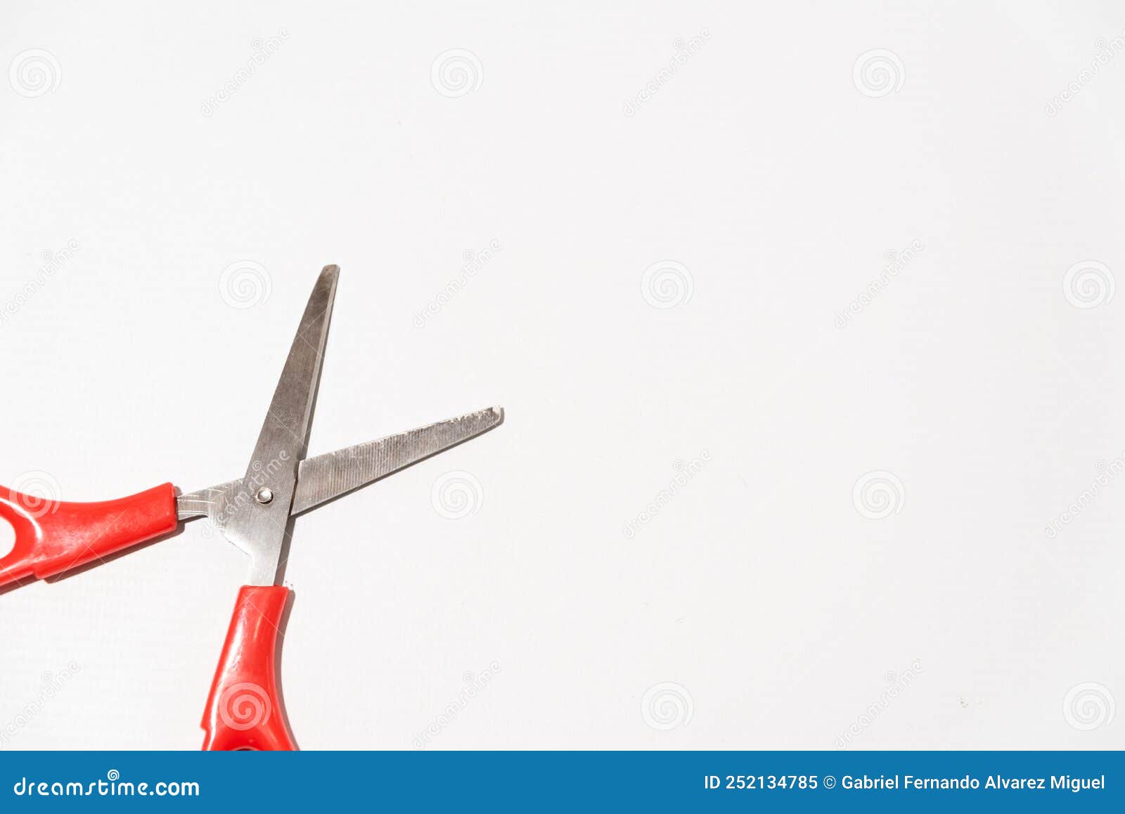 Red Open Paper Scissors on White Table Stock Image - Image of holding ...