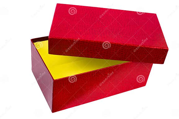 Red opened box stock image. Image of isolated, yellow - 11953319