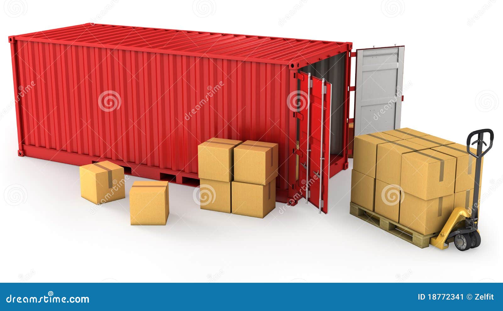 Red Opened Container And Carton Boxes Royalty-Free Stock Photo ...