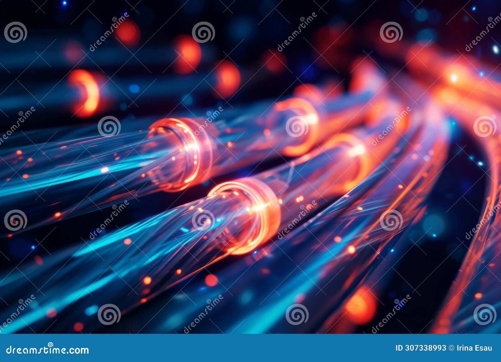 Red Optical Fibers Conveying Data, Symbolizing High-speed Internet and ...