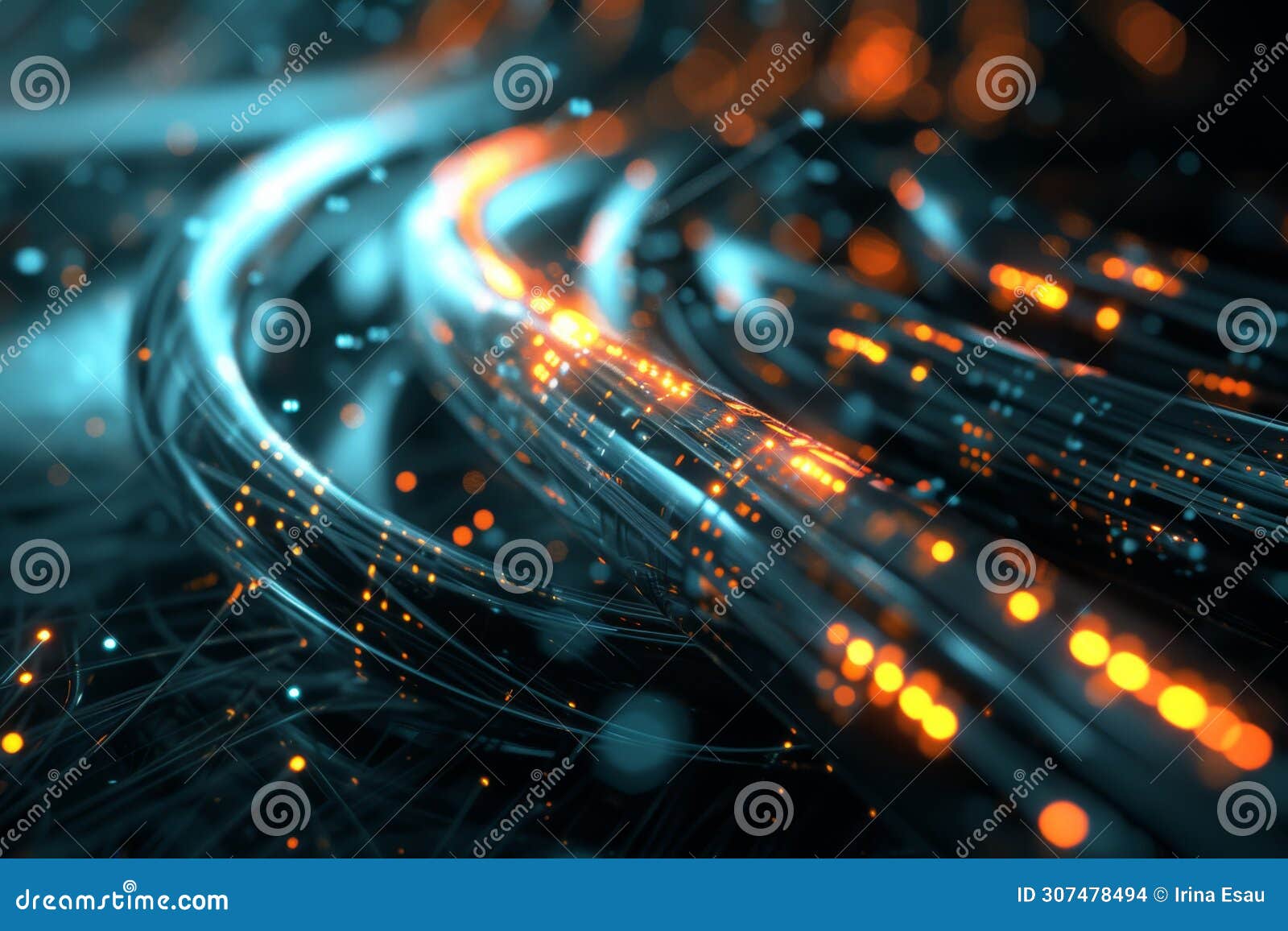Red Optical Fibers Conveying Data, Symbolizing High-speed Internet and ...