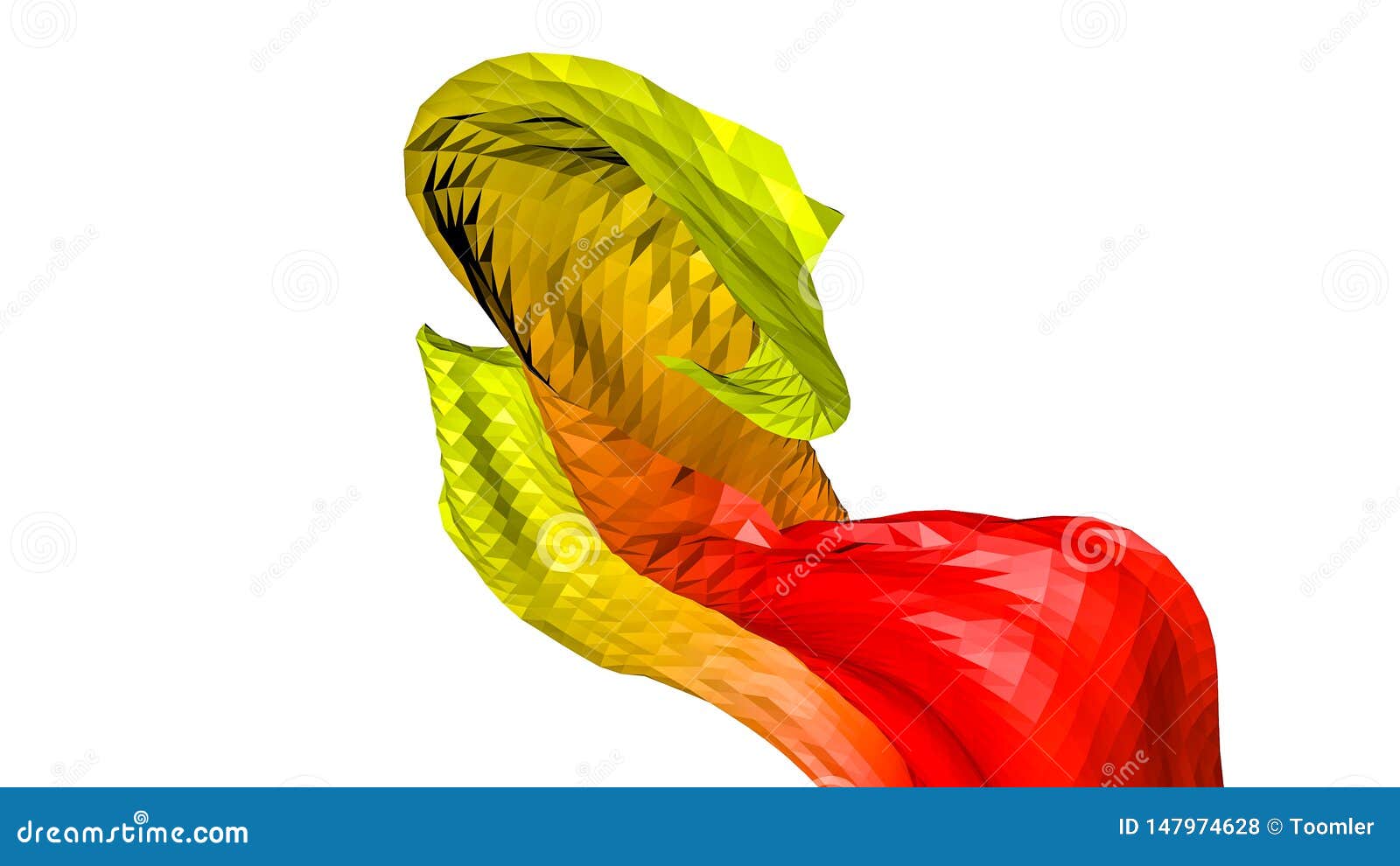 Red Orange Abstract Figure. Low-poly. 3D Rendering Stock Illustration ...