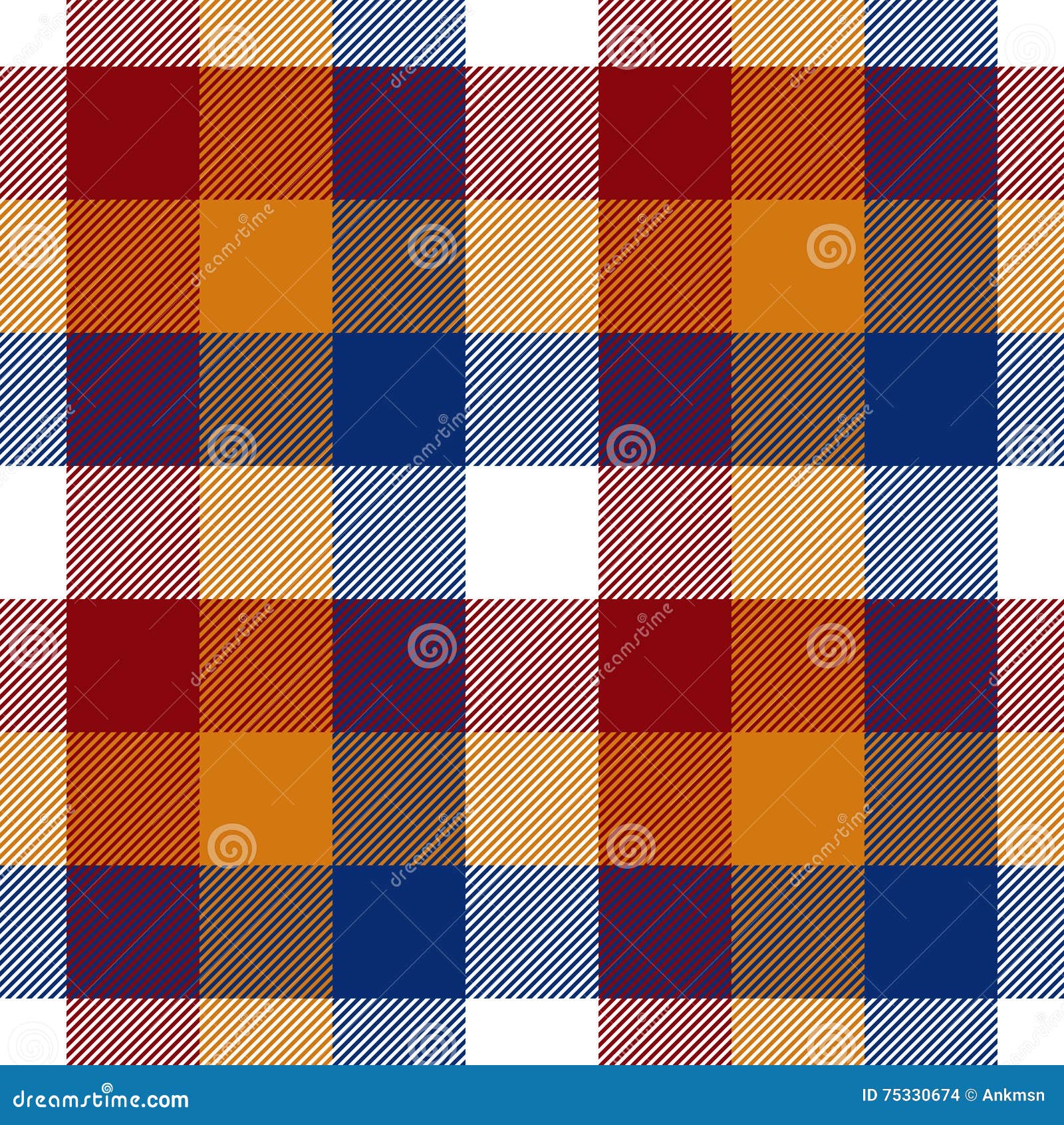 Red Orange Blue White Check Seamless Pattern Stock Vector ...