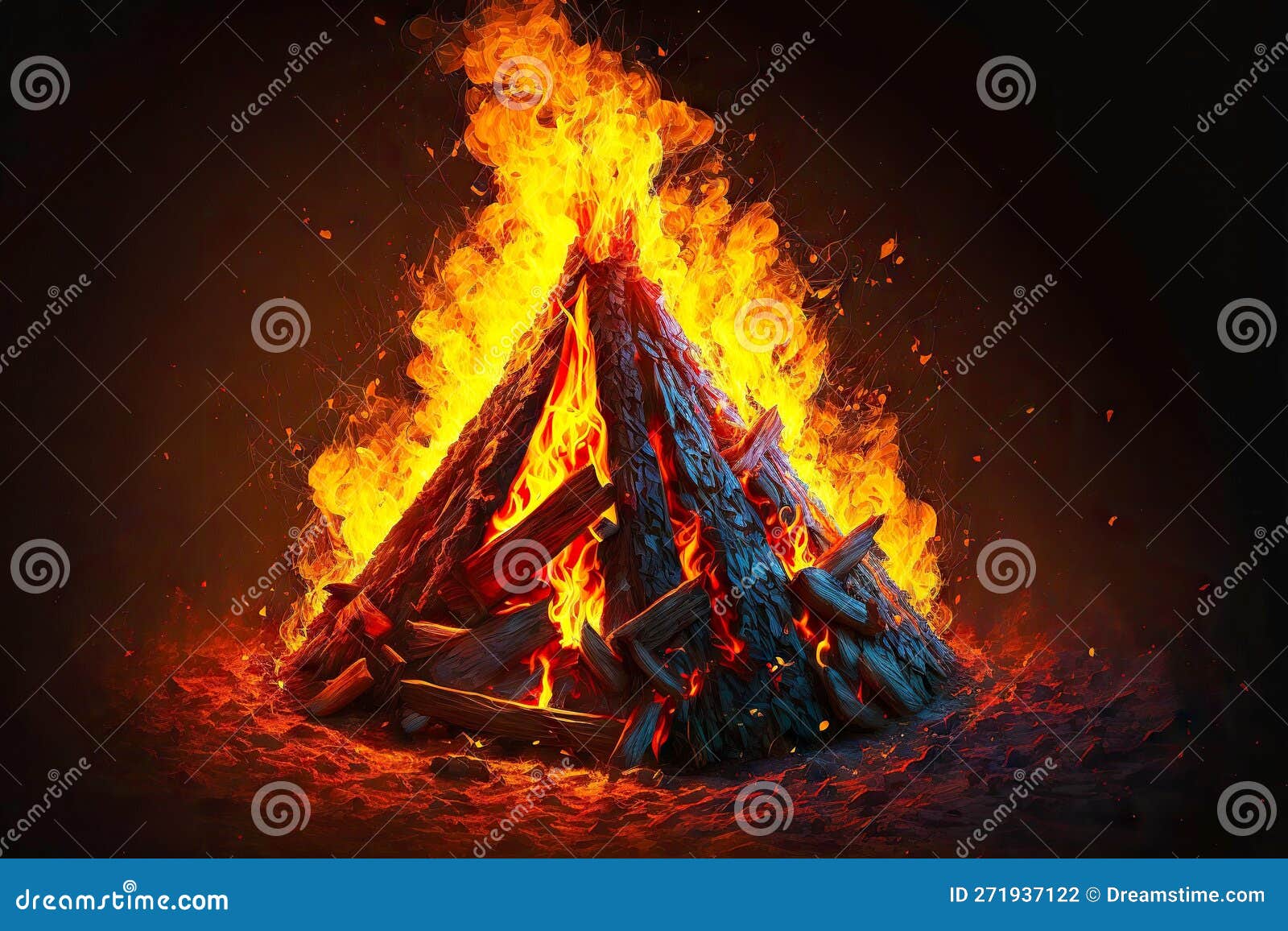 Red Orange Bonfire with Bright Blaze Fire Flame Stock Illustration ...