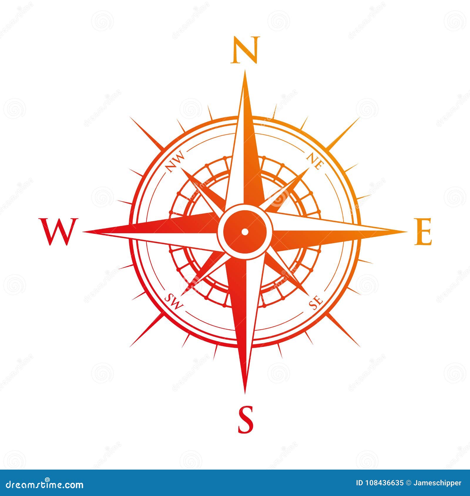 A red compass stock vector. Illustration of travel, nautical - 108436635