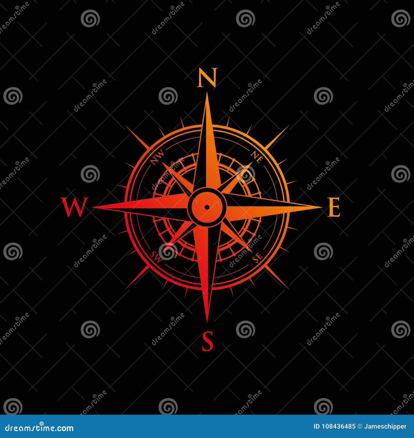 Red and orange compass stock vector. Illustration of element - 108436485