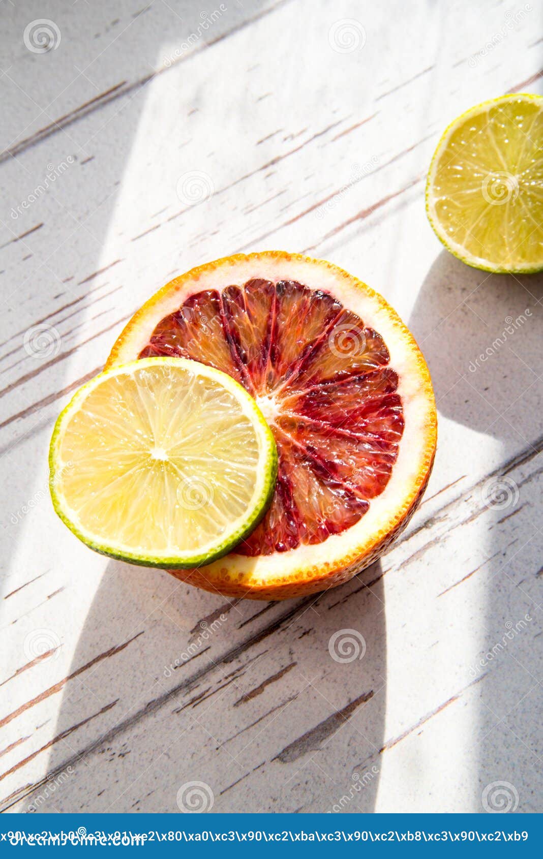 Red Orange Cut in Half; Half Lime Close-up; Copy Space; Pattern; Rough ...