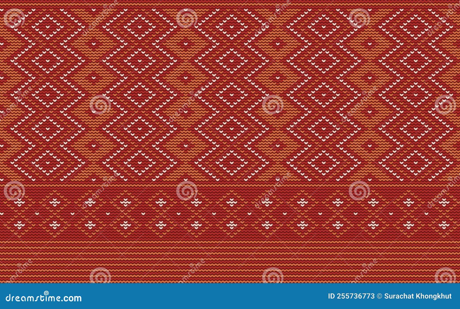 Red and Orange Embroidery Pattern, Knitted Style Background, Vector ...