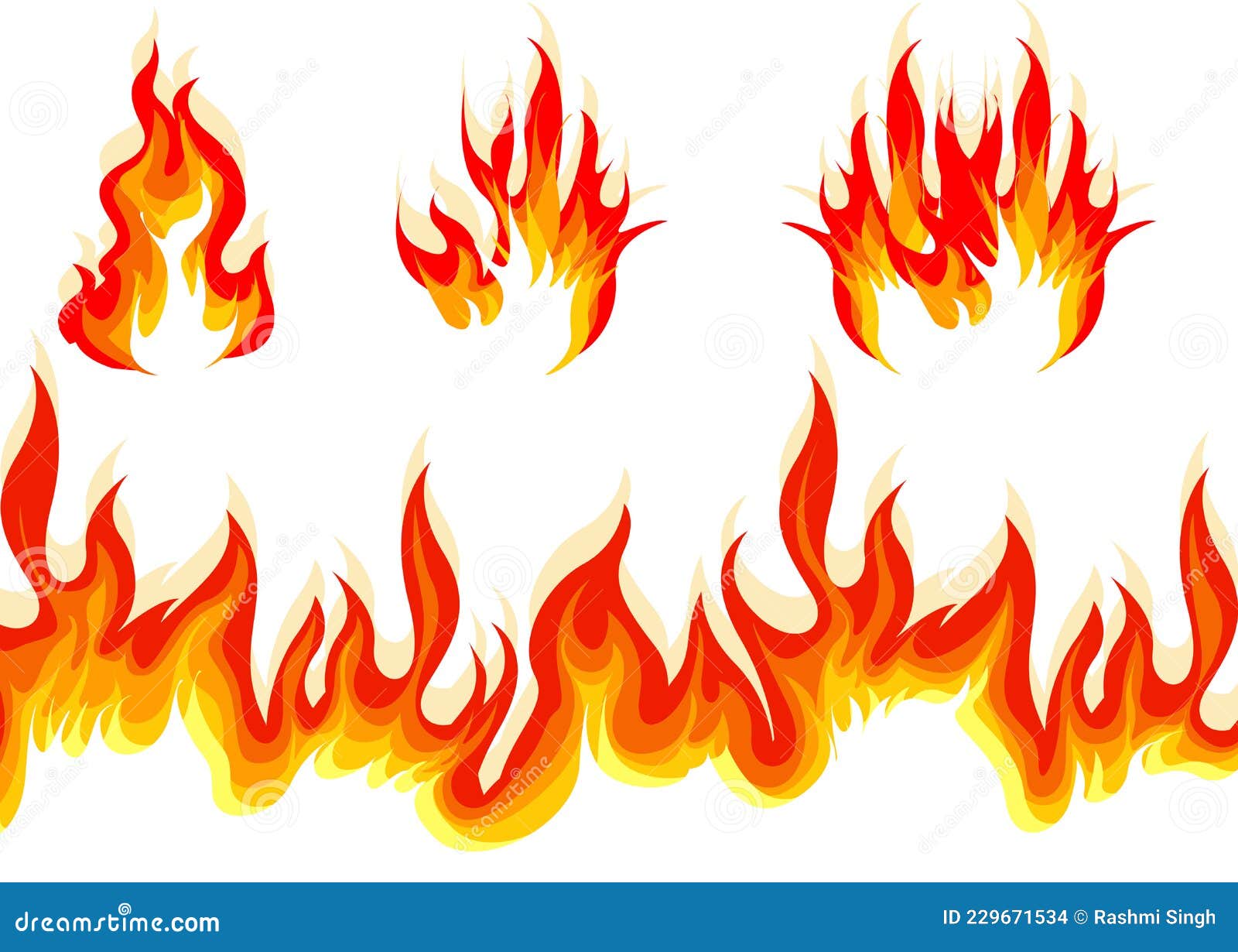 Red and Orange Fire Flame Vector Set Stock Illustration - Illustration ...