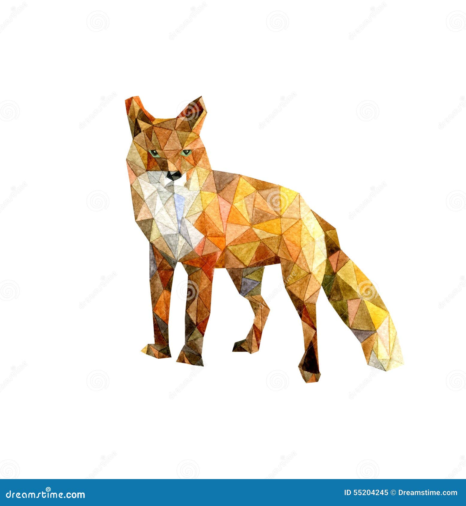 Red Orange Fox Watercolor Abstract Stock Illustration - Illustration of ...