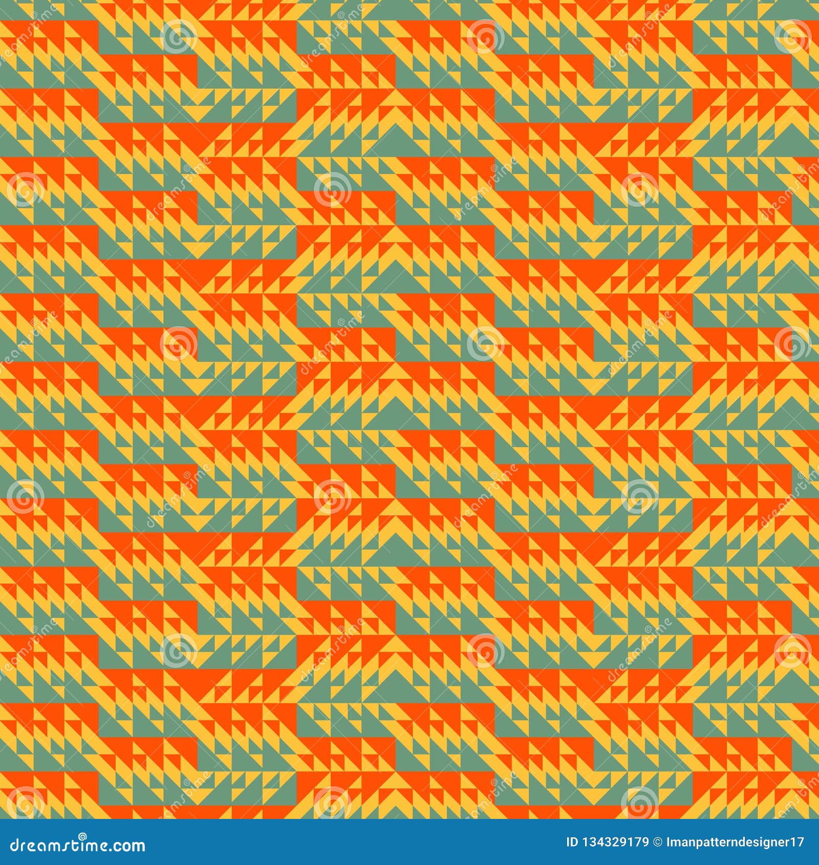 Red, Orange and Green Vivid Seamless Geometric Pattern of Triangles ...