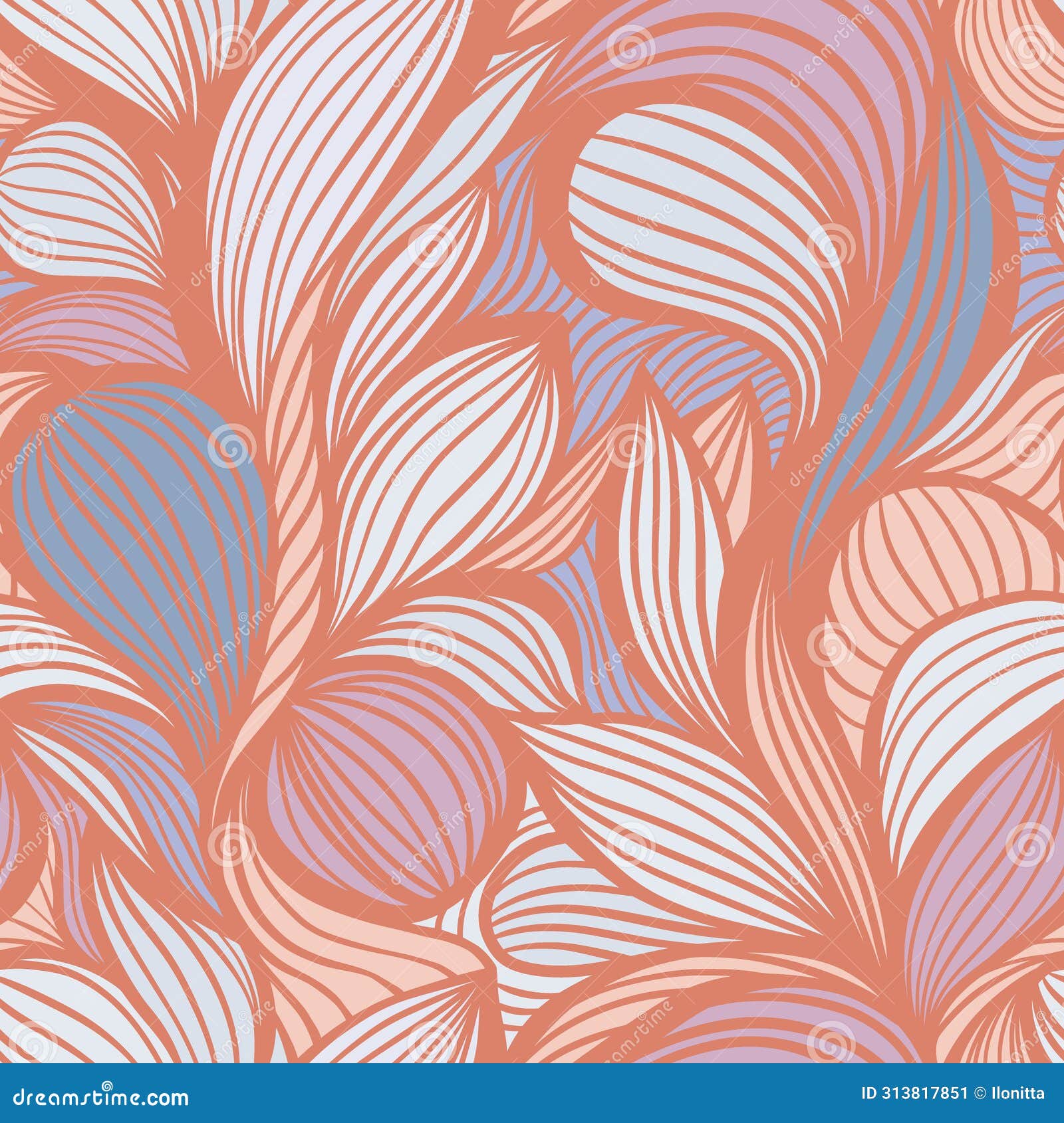 Red Orange Line Art Wavy Lines Vector Seamless Pattern for Textile ...