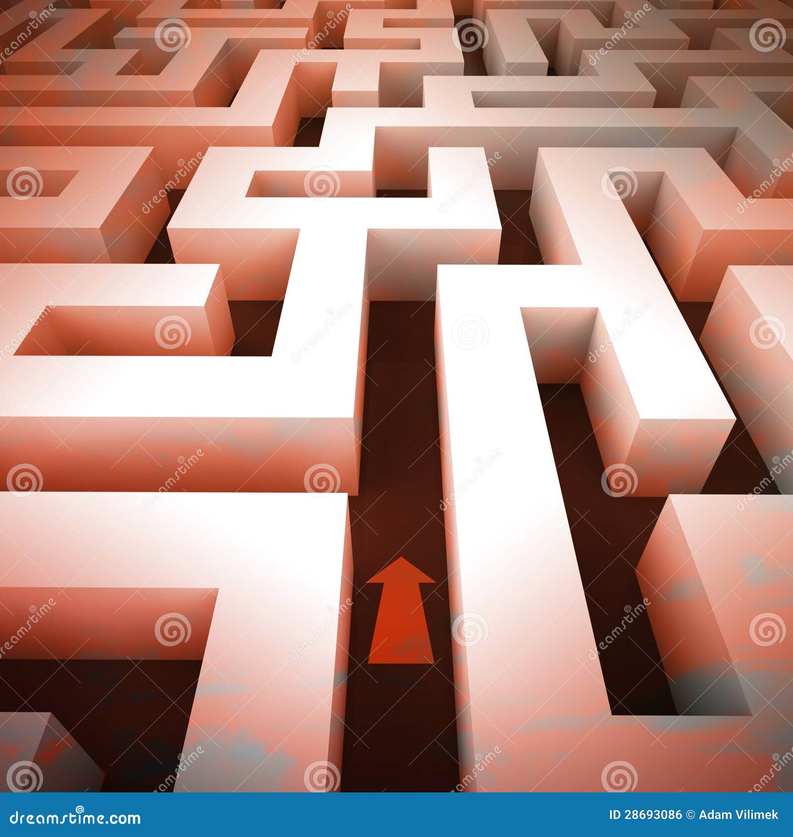 Red Orange Maze Structure with Arrow Direction Up Stock Illustration ...