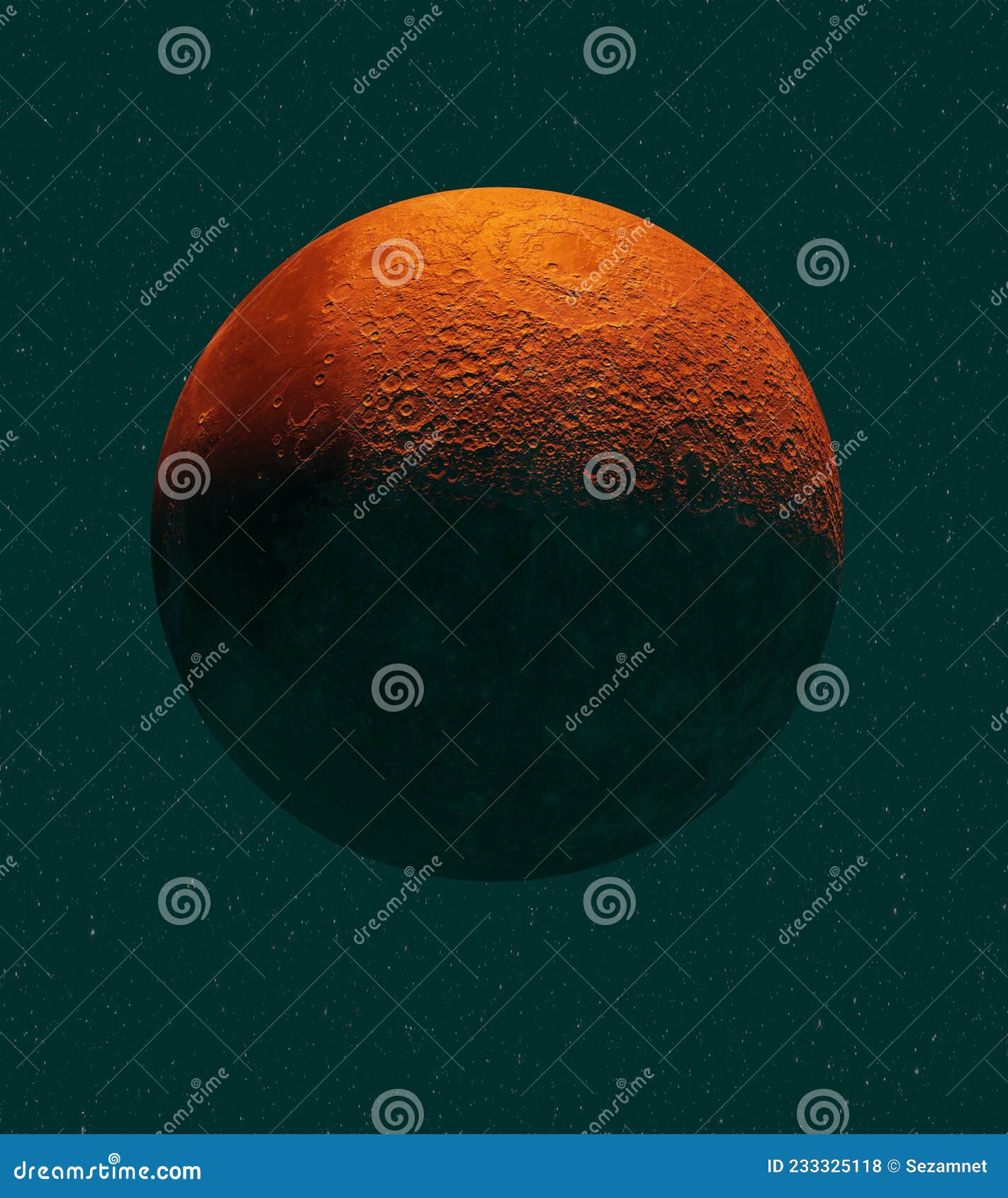Red Orange Moon Realistic in the Starry Sky, 3d Render Stock ...