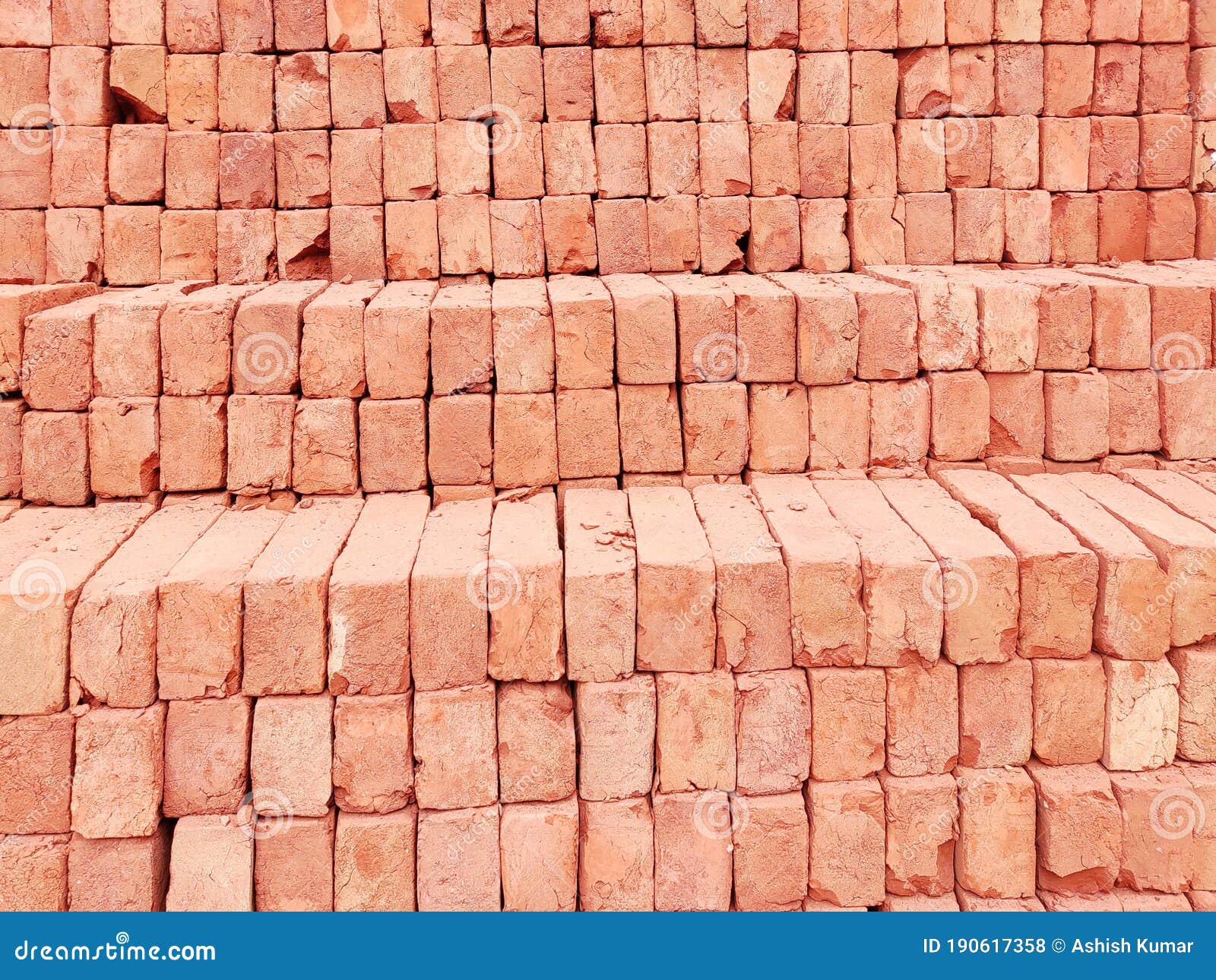 Bricks Arranged in Row for House Construction Stock Photo - Image of ...