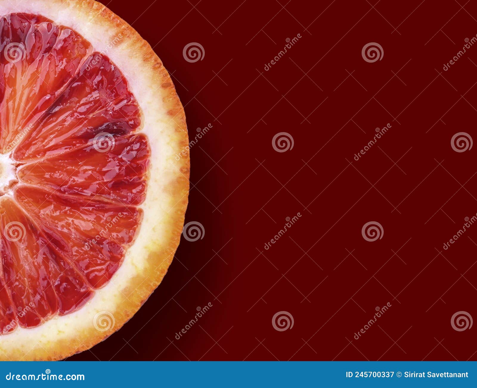 Red Orange Slice with Clipping Path on Red Background Stock Image ...