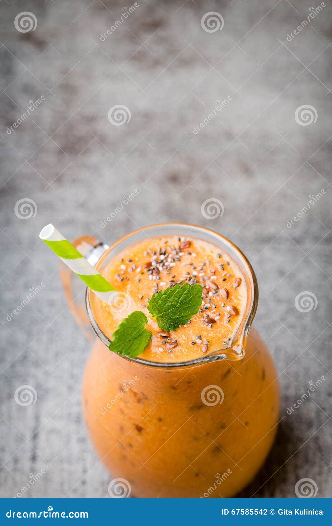 Red Orange Smoothie, Decor Mint Leaves. Stock Photo - Image of organic ...