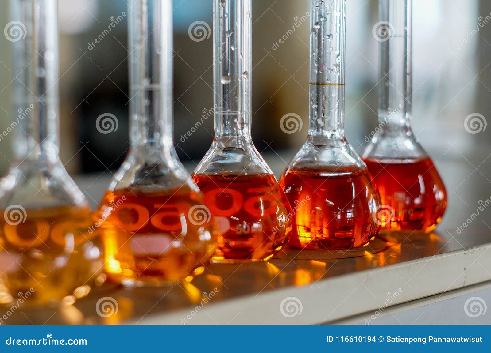 Red-orange Solution in Cyliner Flask Stock Photo - Image of chemical ...