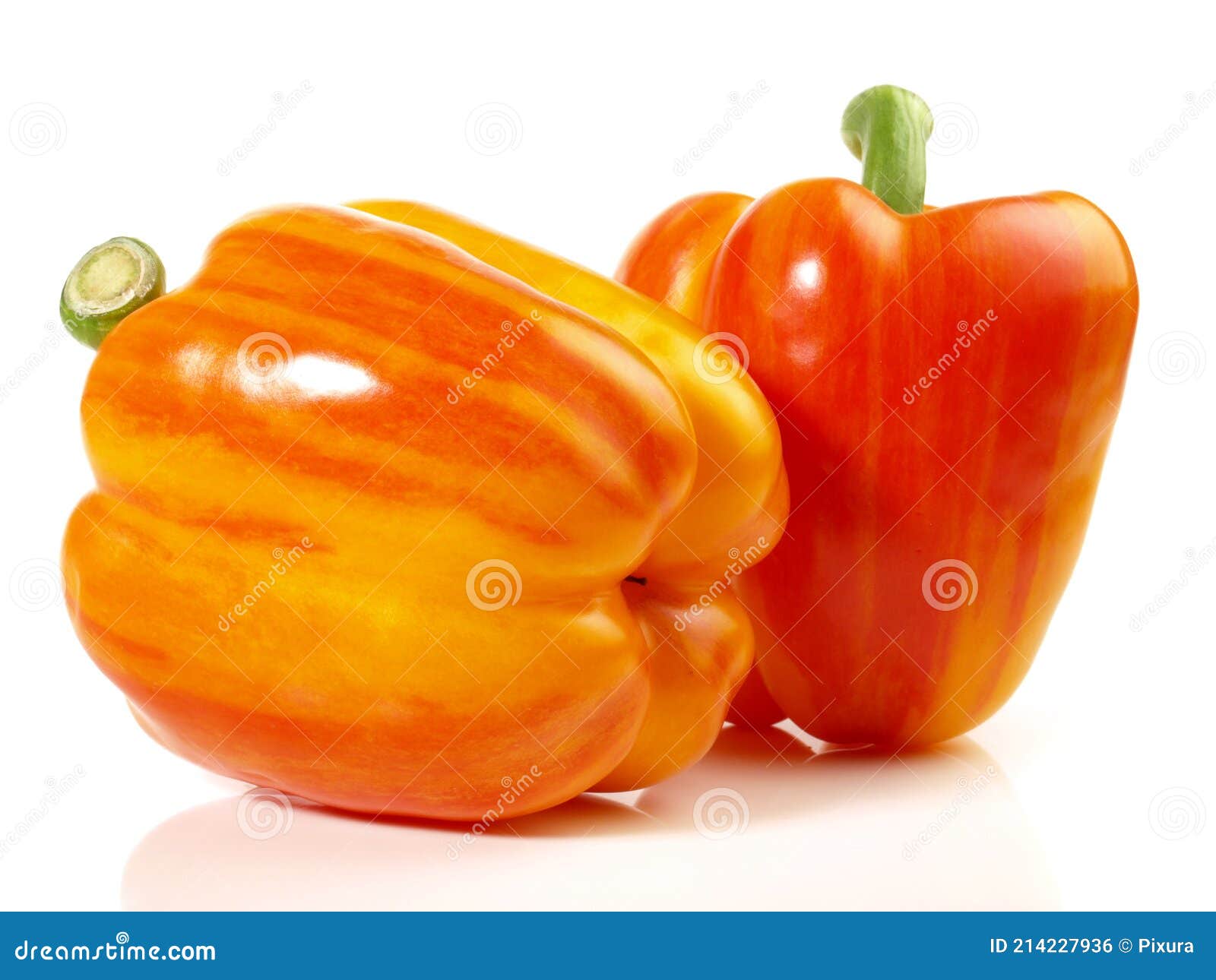 Red Orange Striped Peppers on White Background - Isolated Stock Photo ...