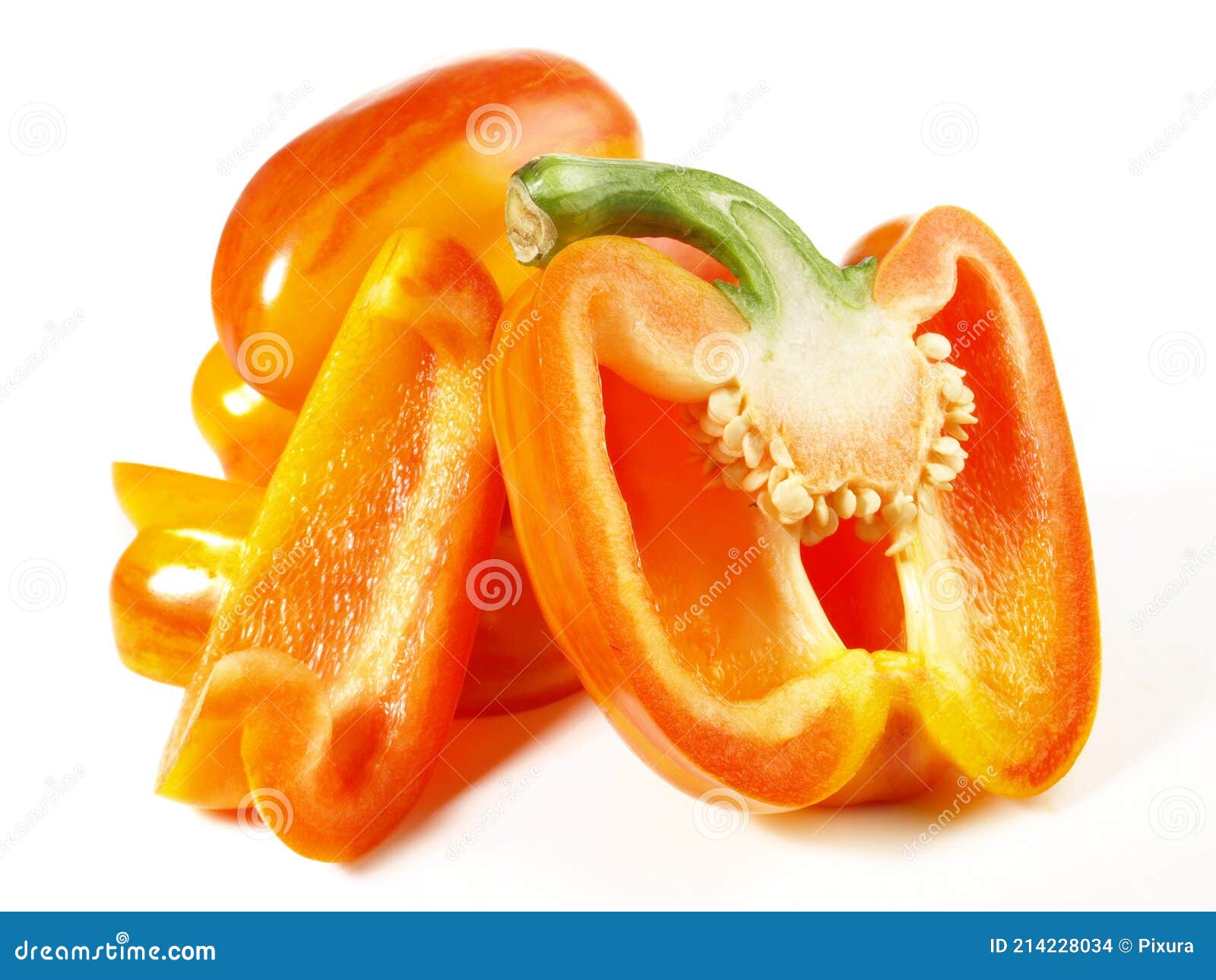 Red Orange Striped Peppers on White Background - Isolated Stock Photo ...