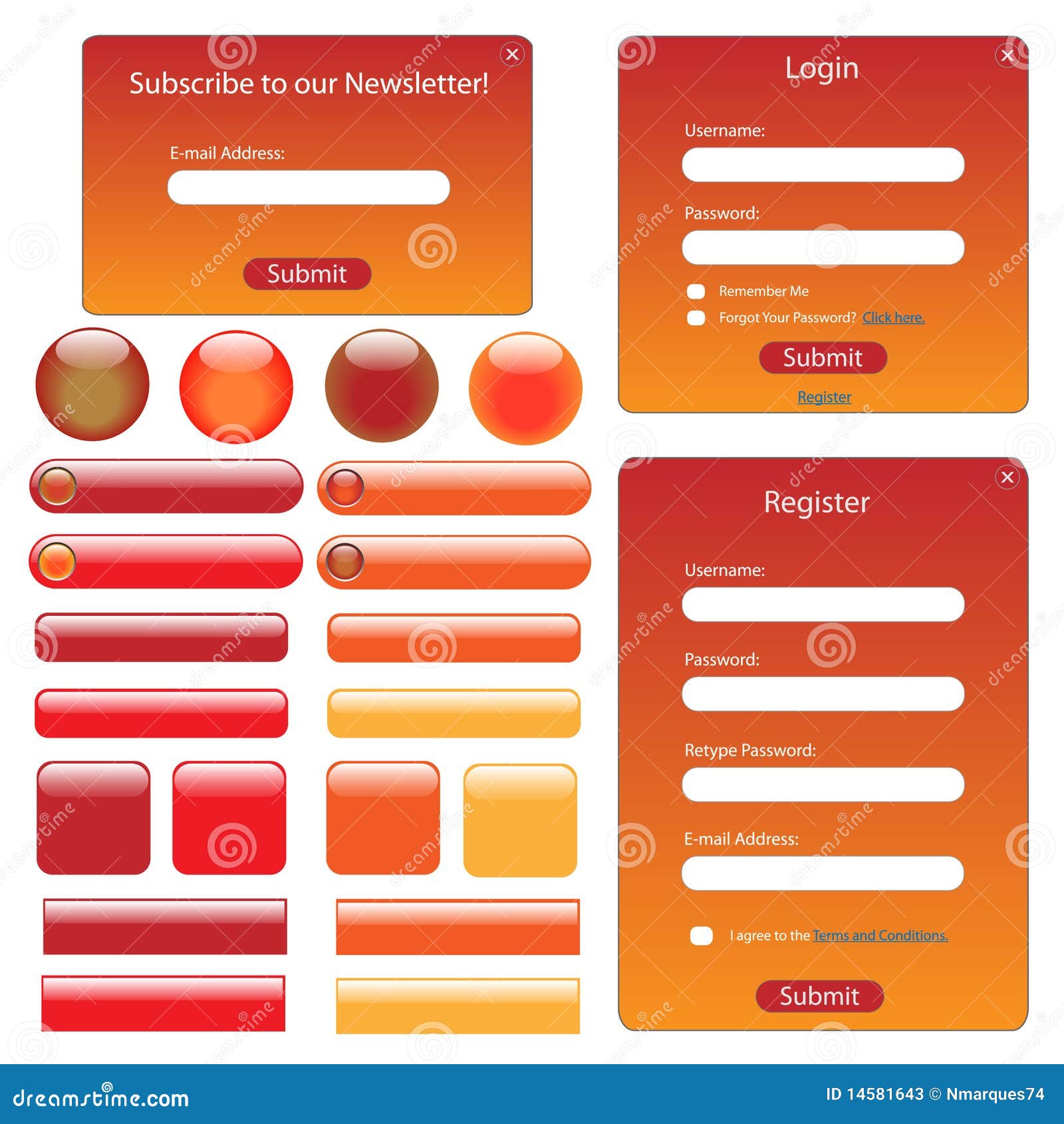 Red and Orange Web Template Stock Vector - Illustration of shiny, mail ...