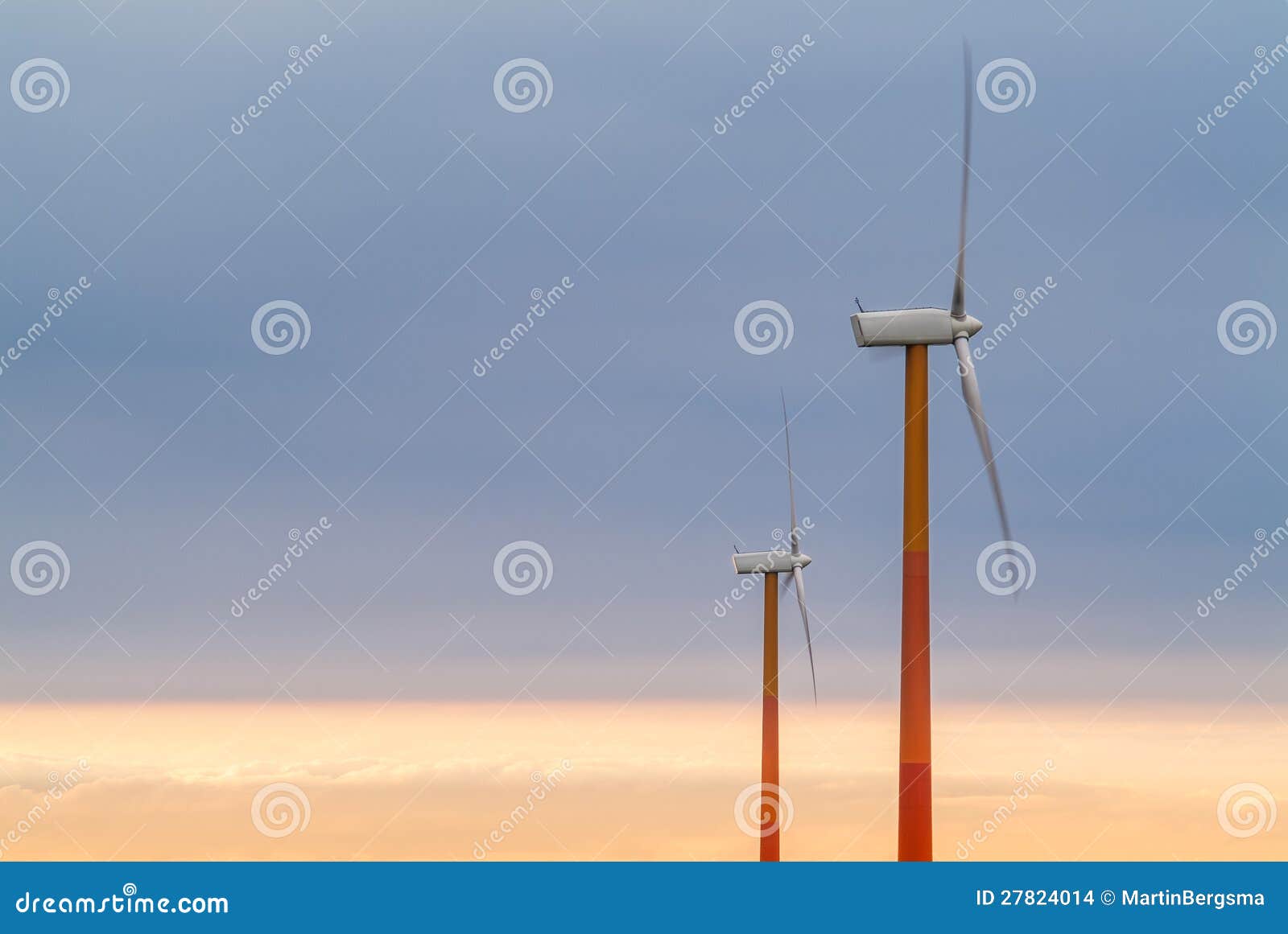 Red and Orange Wind Turbines Stock Photo - Image of generator, clean ...