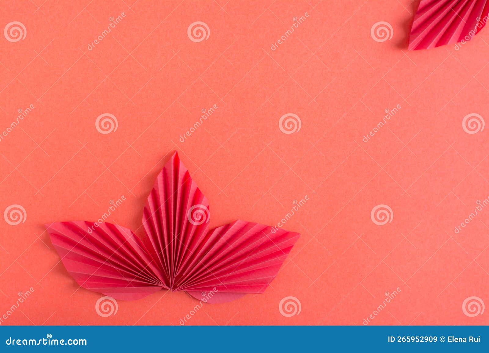 Red Orgami Leaves on a Red Background. Monochrome Background Stock ...