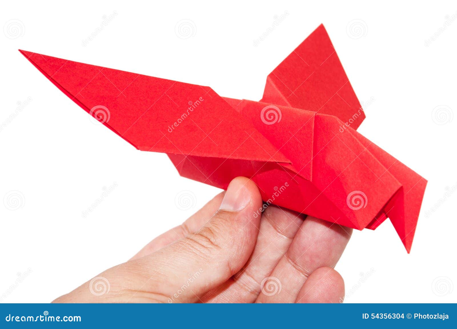Red Origami Bird Sitting on the Hand Stock Photo - Image of holding ...