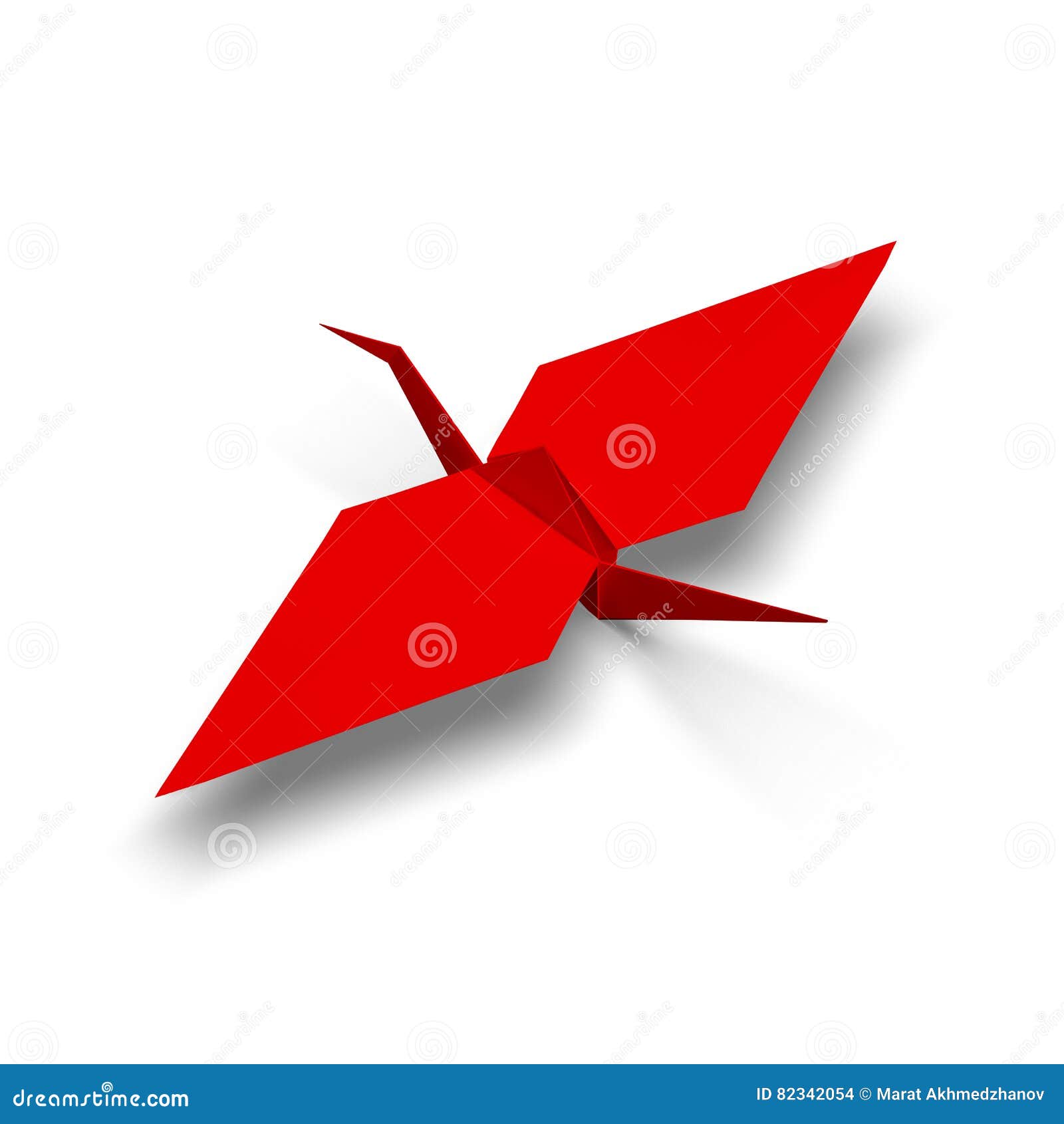 Red Origami Crane 3d Illustration Render Stock Illustration ...