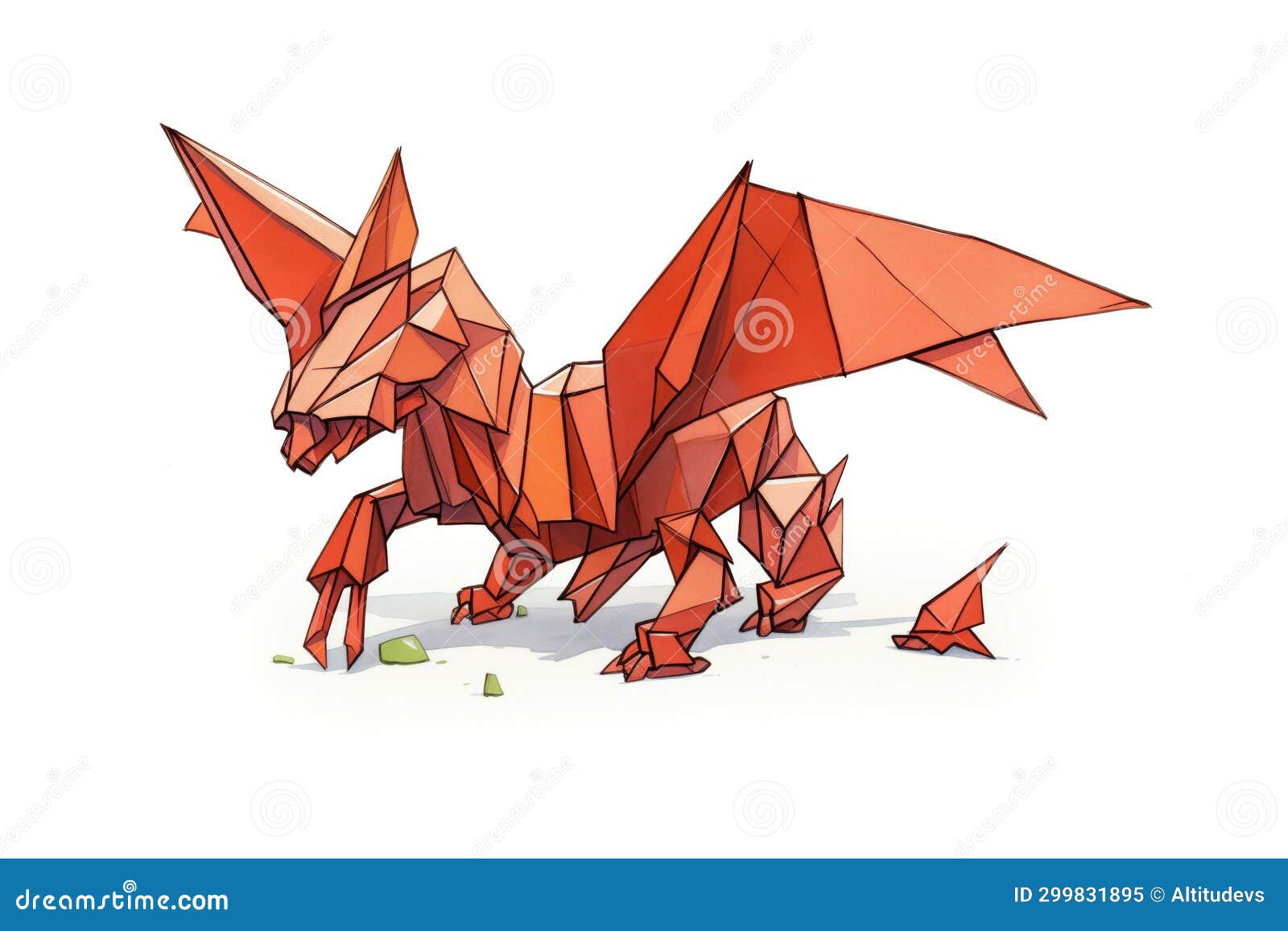 Red Origami Dragon on a Stark White Surface Stock Image - Image of ...